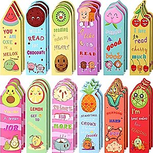 Bookmarks Scratch and Sniff Bookmarks Fruit Theme Scented Fun Bookmarks Assorted Cute Bookmarks for Students, Teens, Food Lovers, 36 Pieces 12 Styles