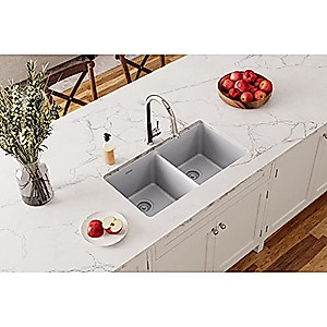 Elkay Quartz Classic ELGU3322GS0 Greystone Equal Double Bowl Undermount Sink