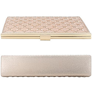 Metal Top-Handle Women Evening Clutch Purse Bag Crystal Rhinestone Handbags Champaign Medium