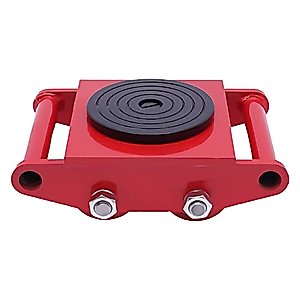 6T/13200lbs Industrial Machinery Mover Machinery Moving Skate 360° Rotation Heavy Duty Dolly Skate with 4 PU Anti-Slip Rollers for Moving Equipment Red