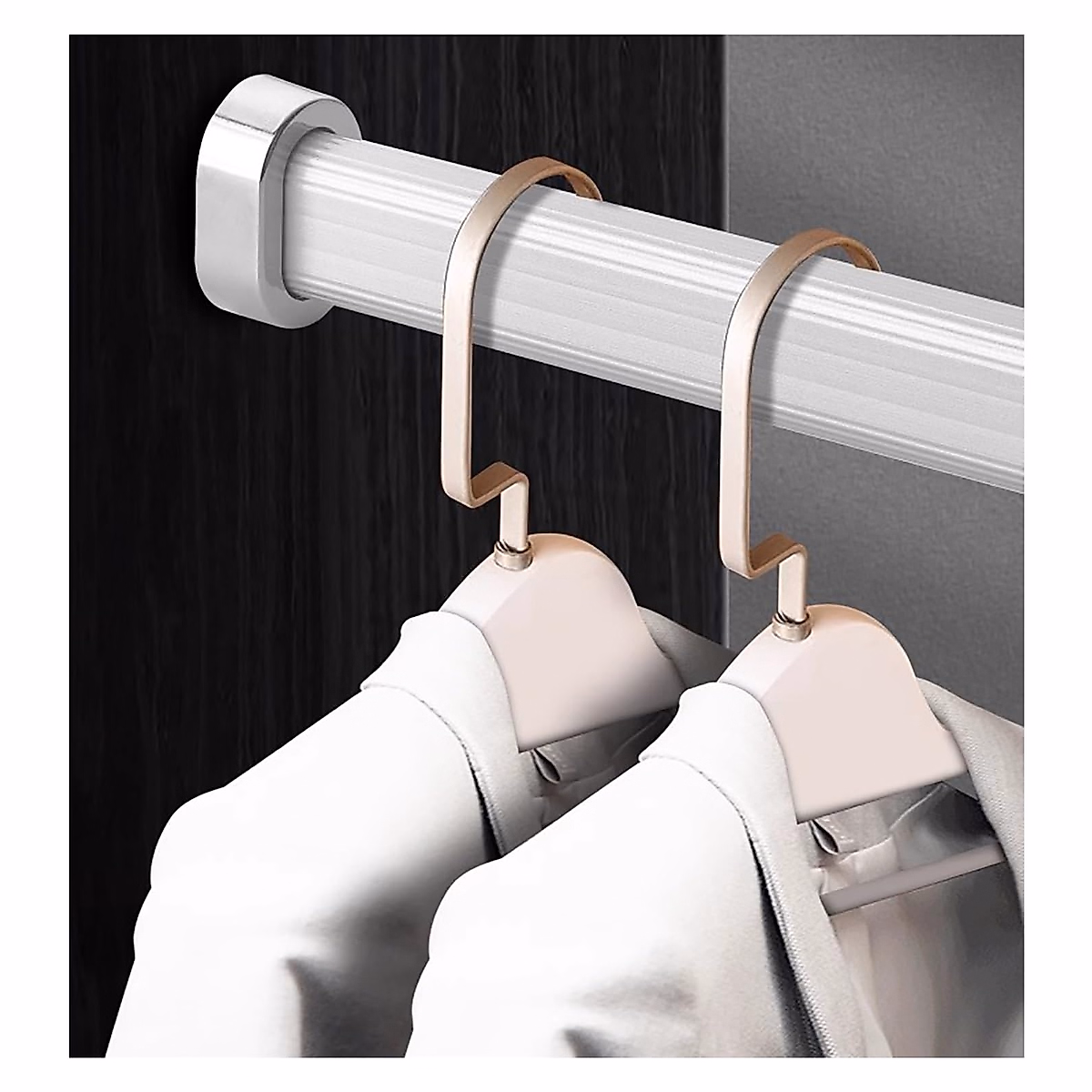 Wall Mounted Aluminum Closet Bar for Hanging Clothes 24 28 30 34 36 38 40 46 50 Inch Long, Detachable Clothes Hanging Rod Pole Wardrobe Storage Clothing Organizer Rack System Kit (Color : Silver, Si