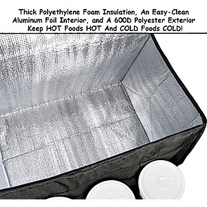 FRESHIE Insulated Food Delivery Bag with Cup Holders/Drink Carriers Premium, For Doordash, Uber Eats, Grubhub, Pizza Bag, Catering, Beverage, Commercial Quality (XL)