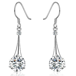 SBLING Platinum-Plated Silver Cubic Zirconia Tear Drop Earrings (6.5 cttw)