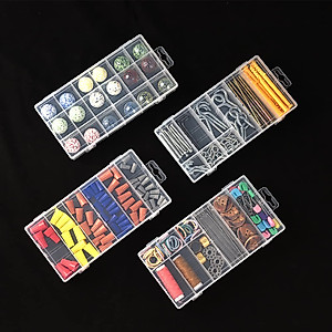 BangQiao 4 Pack Adjustable 18 Grids Clear Plastic Compartment Container Case, Transparent Organizer Storage Divider Box for Hardware,Screw,Nail, Fastener, Hanging Kit, Wall Anchor, Wedge