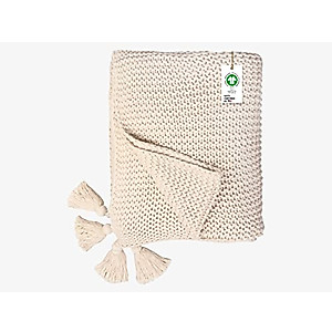 A1HC Chunky Knit Blanket, Organic Cotton, Couch Bed Soft Cotton Throw Blanket Large, 50x70 Inches