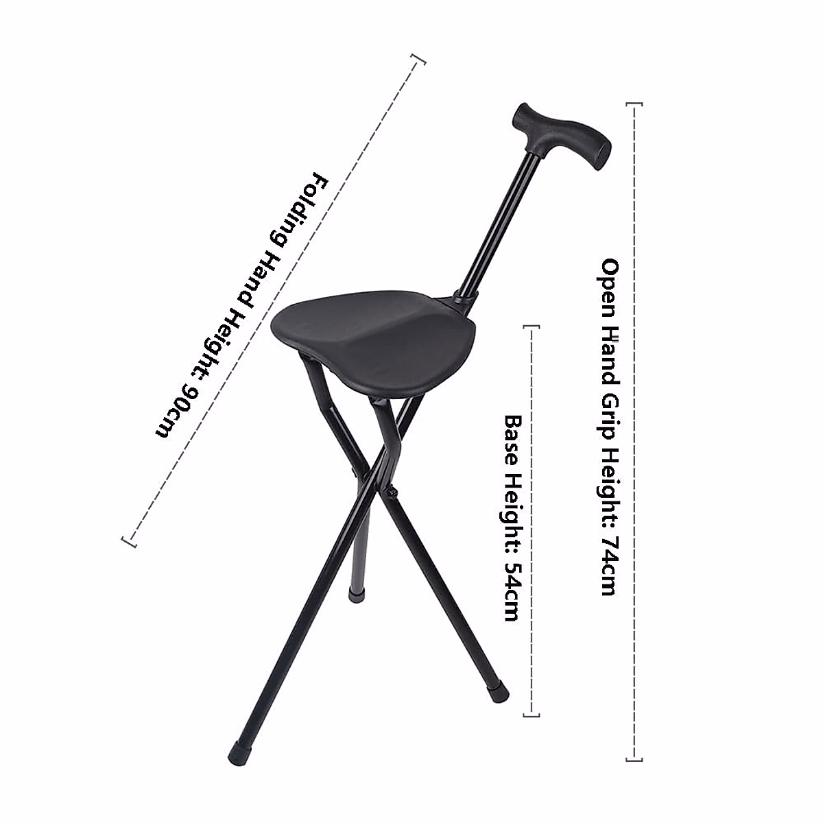 Folding Walking Stick Seat, Aluminium Cane Chair with Ergonomic Handle, Lightweight Non-Slip Crutch Stool for Elderly Seniors and Disabled 220 Lbs Capacity