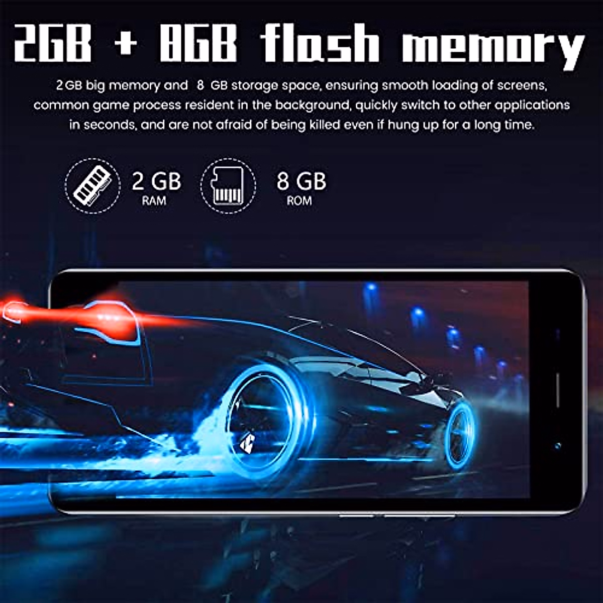 pstuiky Smart Phone Android 5.1 Smartphone Hd Full Screen Phone,Dual Sim Unlocked Smart Phone,2g Ram+8gb ROM,5.0 Inch Cellphones Mobile Phones (Blue)