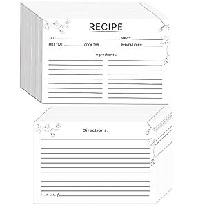 100 Count Recipe Cards, Recipe Cards 4x6 Inch White, 4x6 Recipe Cards Double Sided, Blank Recipe Cards for Bridal Showers and Wedding, Christmas Gifts