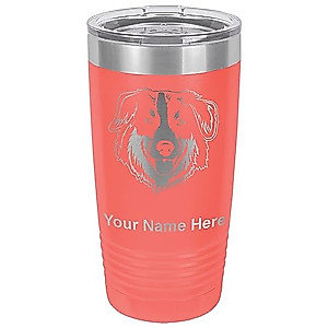 LaserGram 20oz Vacuum Insulated Tumbler Mug, Australian Shepherd, Personalized Engraving Included (Coral)