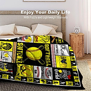 Softball Blanket Soft Flannel Blankets and Throws Outdoor Ball for Bedding Boys Girls Adults Gifts 50"X40"