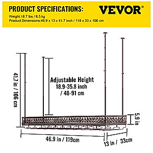 VEVOR Ceiling Wine Glass Rack, 46.9 x 13 inch Hanging Wine Glass Rack, 18.9-35.8 inch Height Adjustable Hanging Wine Rack Cabinet, Coppery Wall-Mounted Wine Glass Rack Perfect for Bar Cafe Kitchen