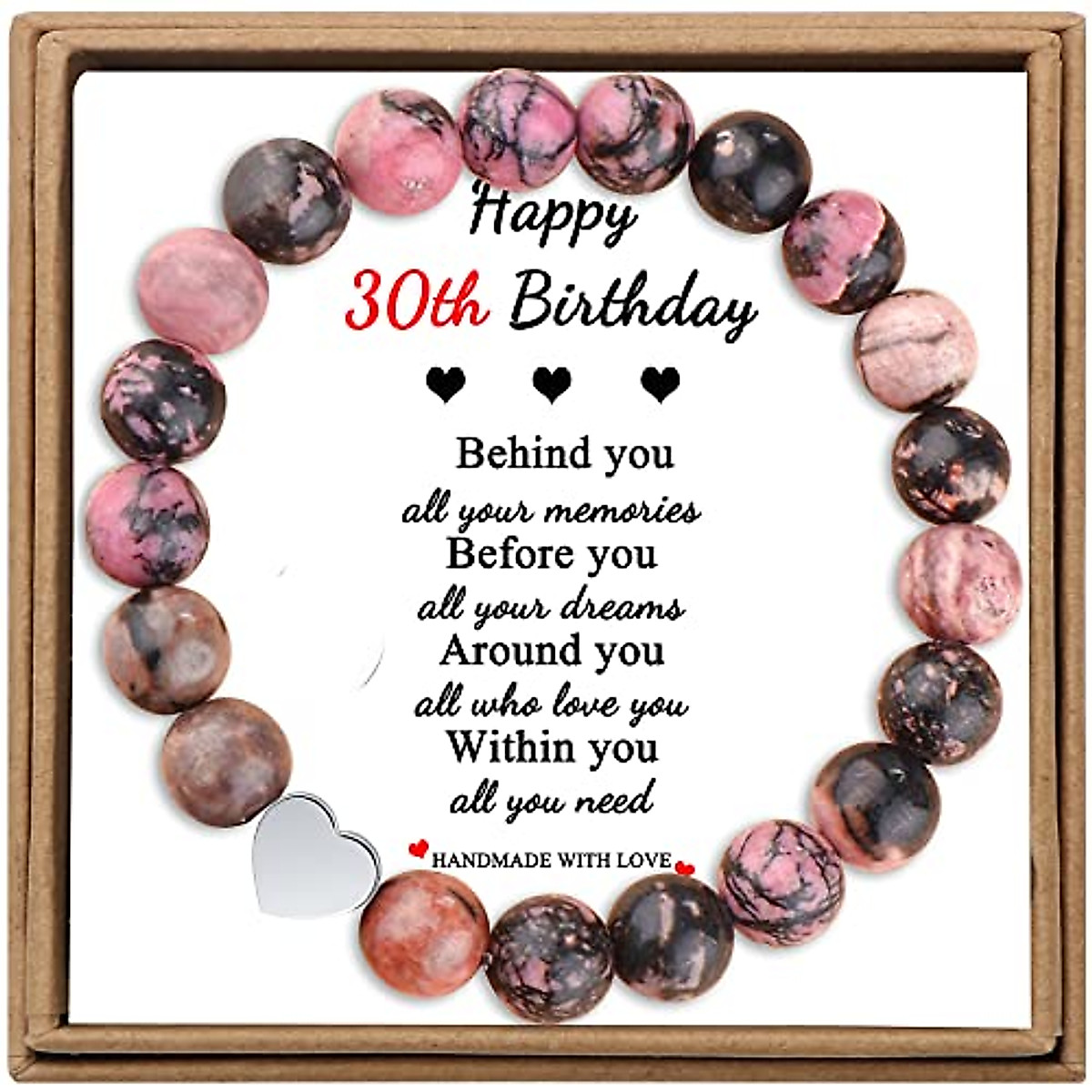 Gifts for 30 Year Old Women 30th Birthday Gifts for Her 30 Years Old Birthday Beaded Bracelets for 30 Year Old Women Gift Ideas 30th Bday Jewelry Gifts for Best Friend Healing Crystal Bracelet