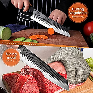ROCOCO Kiritsuke Knife Hand Forged Sharp Chef Bunka Knives Professional Multipurpose Meat Vegetable Cleaver for Home Kitchen BBQ 7.8" Birthday Thanksgiving Christmas Gift