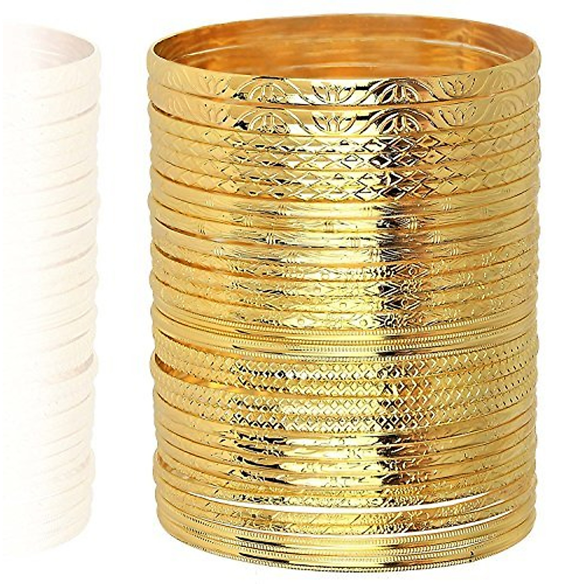 LUX ACCESSORIES Textured Heart Moon Infinity Multi Bangle Set (30 PC)