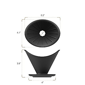 Bitter's Tree Silicone Pour Over Coffee Maker, Coffee Brewing Filter, Easy Manual Coffee Dripper Brew Maker 2-4 Cups, for Home& Camping trip 2-4 Cup Black…