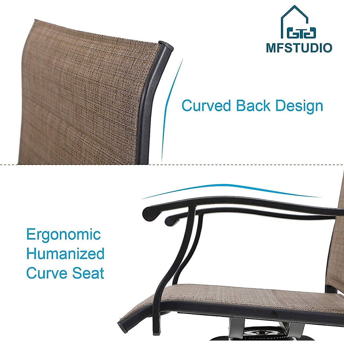 MFSTUDIO Outdoor Bar Stools Set of 4, Patio Bar Height Sling Chairs, Steel Frame All-Weather Resistant,Breathable Textilene Fabric