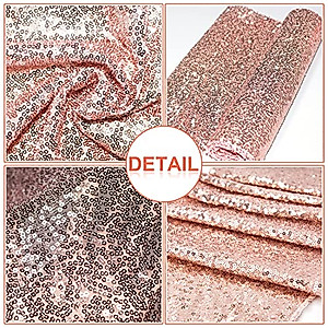 Rose Gold Table Runner (12X108 inch, 2-Pack ), FGSAEOR Sequin Sparkle Table Runners Fit for Rectangle Round Tables, Party Supplies Decorations for Wedding Birthday Celebration Baby Shower Christmas
