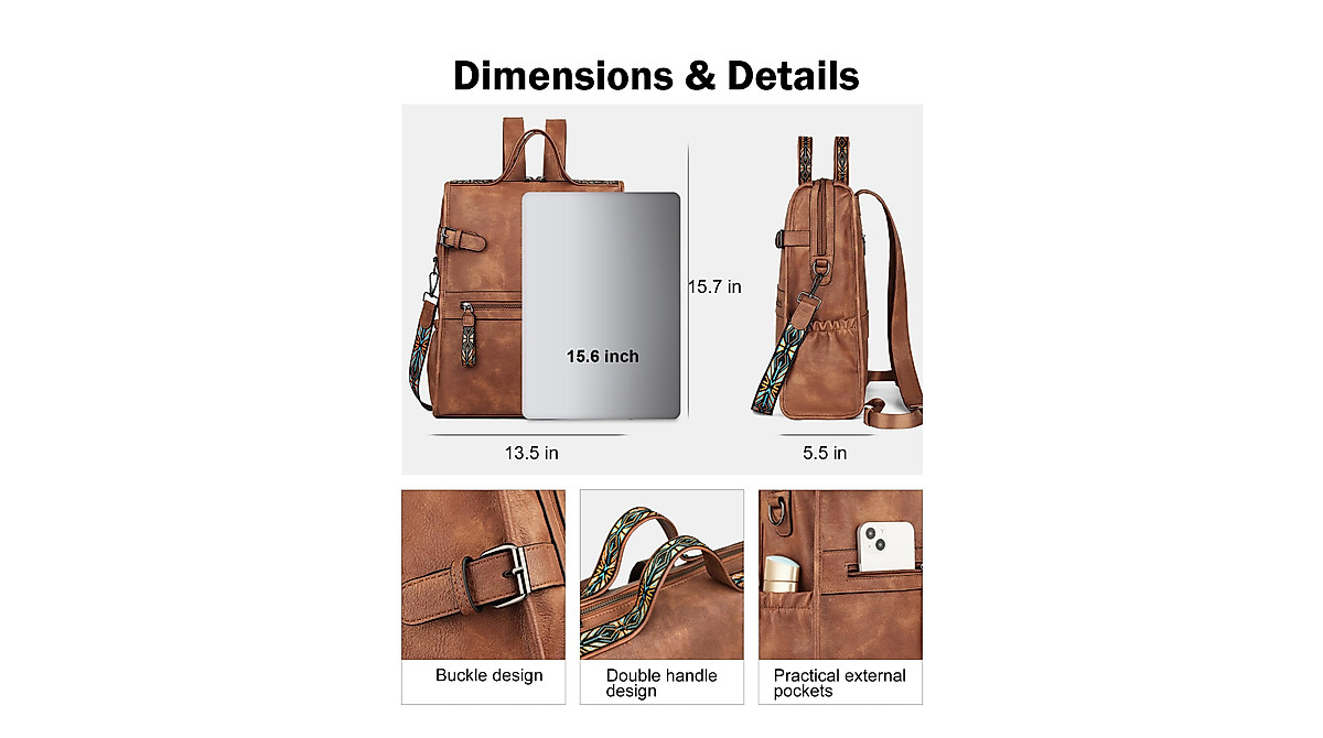 FADEON Women's Leather Laptop Backpack | Work, Travel, Style