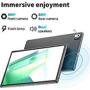 SGIN 8GB RAM 128GB ROM Android 12 Tablet, 10 Inch 1280 * 800 HD IPS Tablets Computer with Srceen, MTK Octa-Core 2.0Ghz Processor, 8MP+5MP Camera, Bluetooth, WiFi, 6000mAh, Black