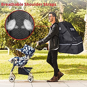 WEXIO Padded Car Seat Bags for Air Travel，Waterproof Infant Carseat Bag for Airport， fit for Evenflo Maxi Cosi Britax Graco Chicco Cybex Diono Nuna Peg Doona (Black and Gray)