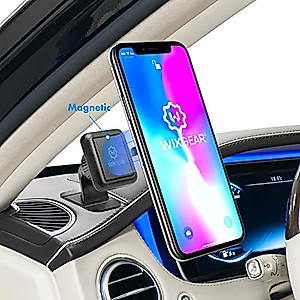 WixGear Magnetic Phone Mount, Universal Stick On Dashboard Magnetic Car Mount Holder, for Cell Phones with Fast Swift-snap Technology