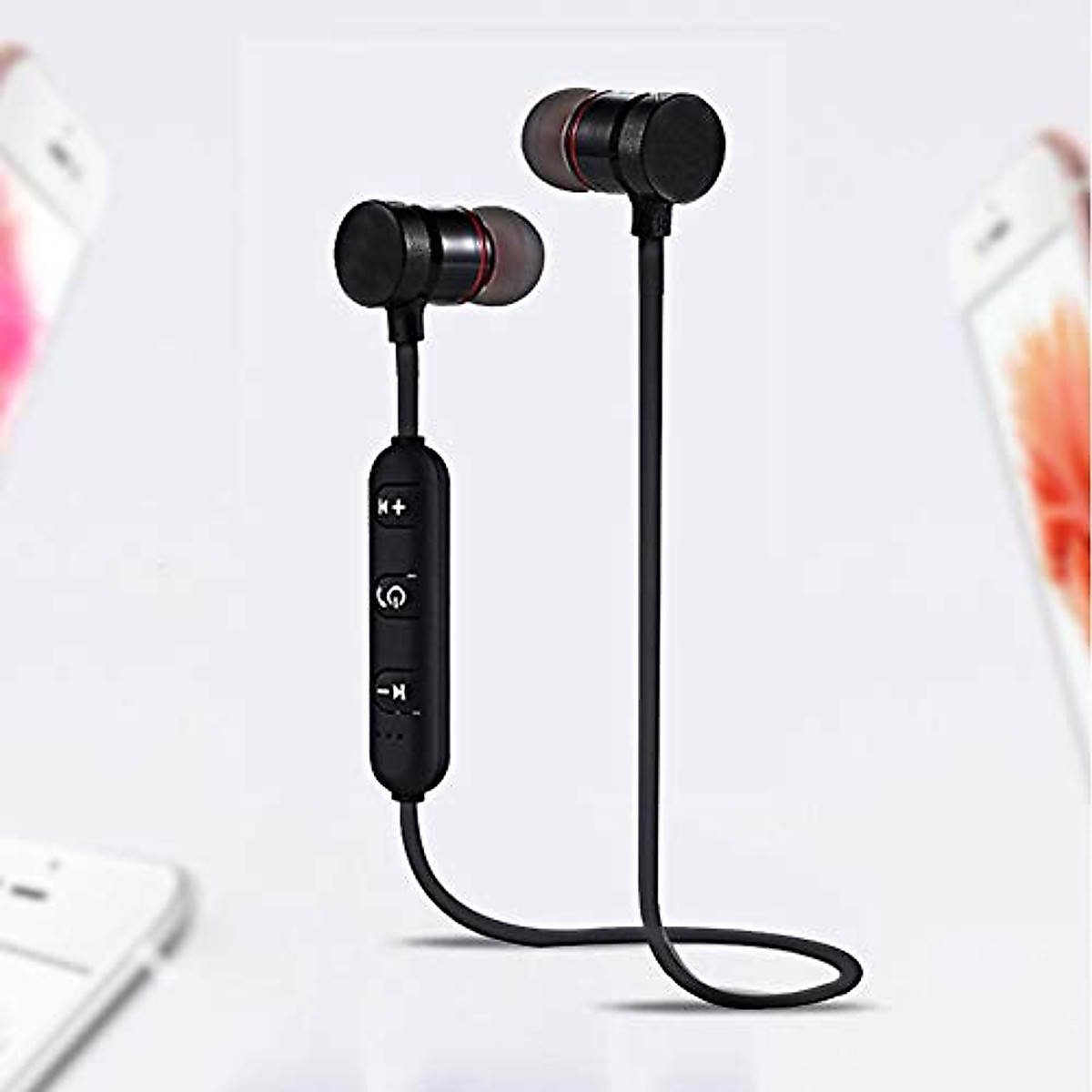 heave Wireless Earbuds,Sports Bluetooth Headphones Wireless Headsets Neckband V4.1 Magnetic in-Ear Earbuds with Waterproof Built-in Mic,6 Hours Playtime Black