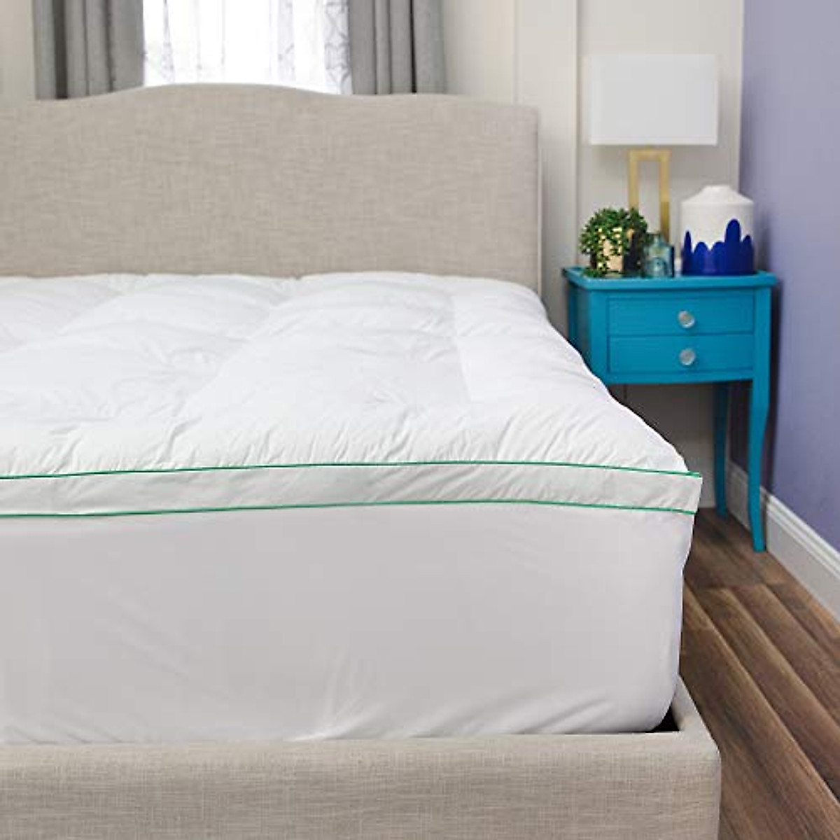 BioPEDIC Clean 2.5-Inch Fiberfill Mattress Topper Odor and Anti-Stain Ultra-Fresh Treated Fabric, Twin, White