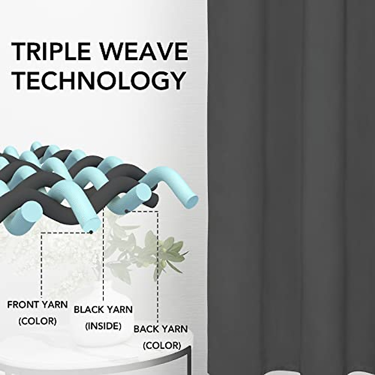 Easy-Going Rod Pocket Blackout Curtains for Bedroom, Room Darkening Window Curtains for Living Room, Thermal Insulated Noise Reduction Solid Window Drapes, 2 Panels(42x63 in, Gray)