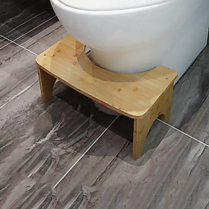 Bamboo Toilet Stool for Adults, 6.5" Poop Stool, Bathroom Toilet Potty Stool with Non-Slip Mat for Adults Children, Original Simple Design Healthy Portable Adult Toilet Poop Stool.(Wood) Healthy Gifts