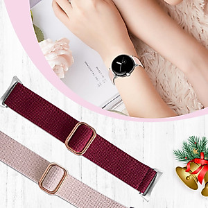 2 Pack Stretchy Nylon Compatible for Google Pixel Watch 2 /Pixel Watch Band, Replacement Soft Braided Sport Elastic Wristbands Accessories Women Men Straps for Pixel Watch 2/1,Pink+Wine