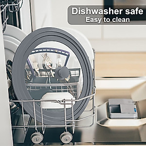 Universal Lid for Pots, Pans and Skillets - Walfos Tempered Glass Pan Lid with Heat Resistant Silicone Rim, BPA Free Large Pot Lids Fits 11", 12" and 12.5" Diameter Cookware, Dishwasher-Safe, Grey