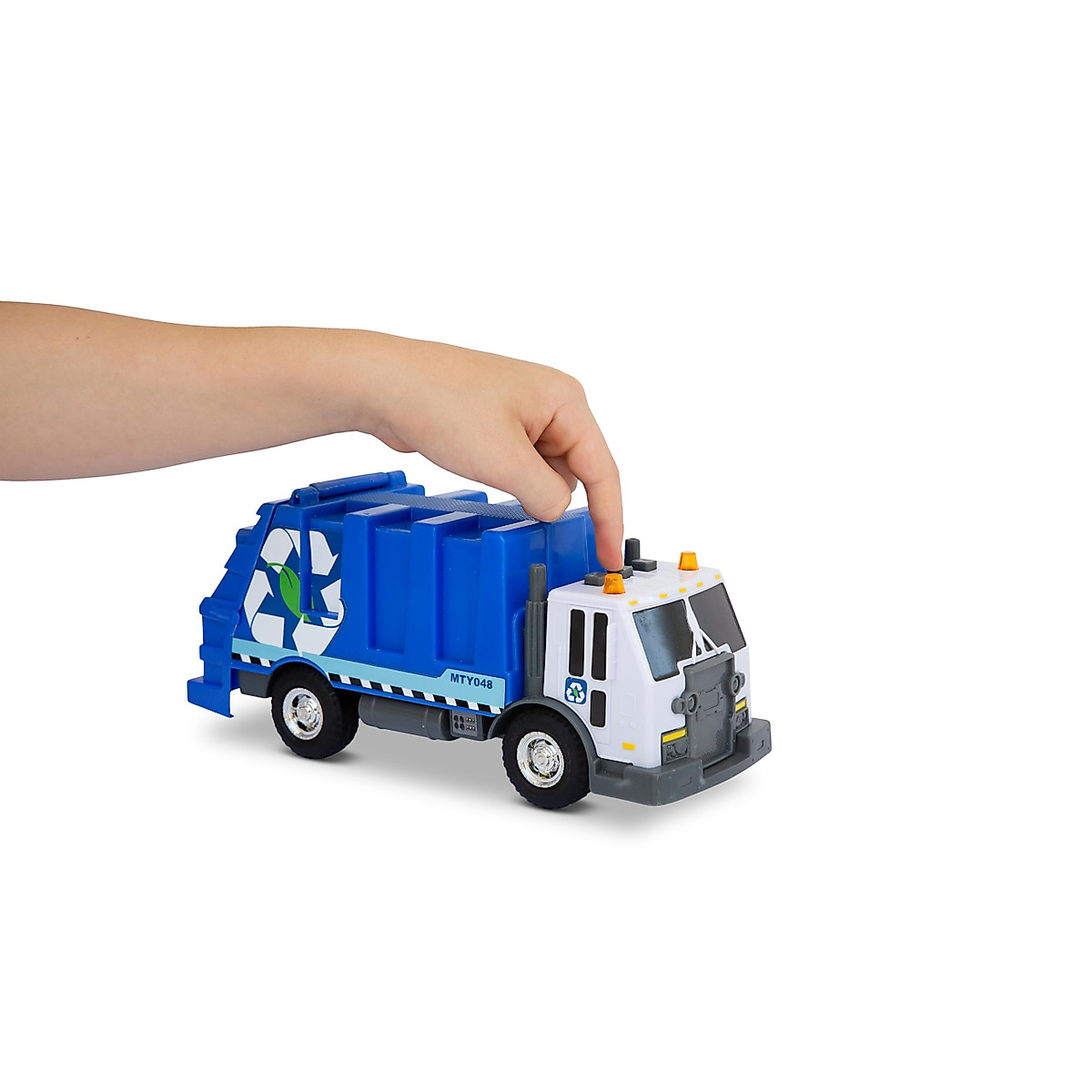 Mighty Fleet Rescue Force 12" Garbage Truck Toy - Realistic Lights & Sounds, Detachable Recycling Bin, Free Wheeling Play, Ages 3+