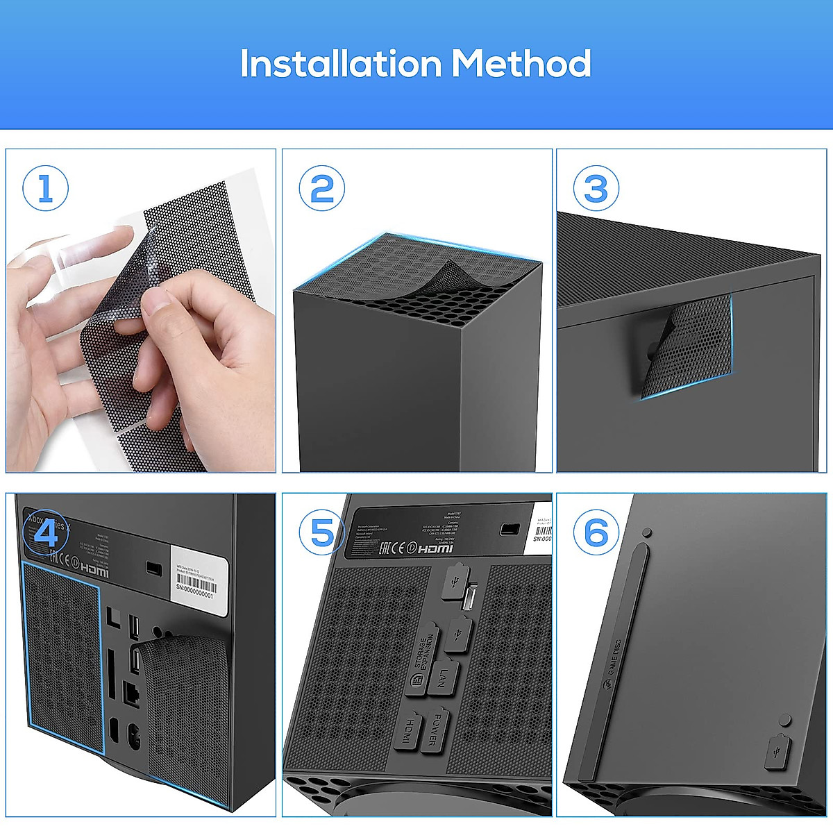 Dust Cover for Xbox Series X Console, 2 Pack Vent Filter PVC Dustpoof Mesh Case and Silicone Dust Plugs for USB/HDMI Port Compatible with Xbox Series X Game Console, Includes 8pcs Joystick Caps