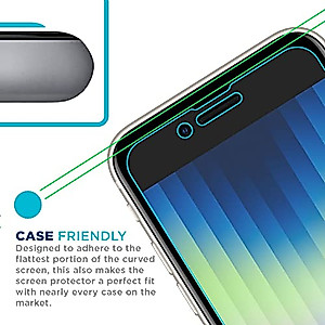 Tech Armor Ballistic Glass Screen Protector Designed for Apple NEW iPhone SE 3 (2022), iPhone SE 2 (2020), iPhone 8 and iPhone 7 (4.7 Inch) 3 Pack Tempered Glass