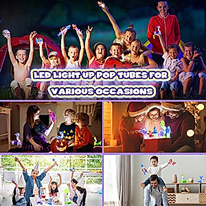 Animals Fidget Toys for Toddlers: 6 Pack LED Animal Pop Tubes for Kids 2 3 4 5 6 Year Old Girls Boys Gifts New Autism Sensory Toy for Toddler Age 3-5 Tube Set Light Up Party Favors Girl Boy Gift