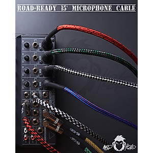 Mophead 15-Foot Balanced XLR Microphone Cable - 3-Pin XLR Male to XLR Female Pro Grade Double Insulated Tweed Braided (Black and White Diamond)