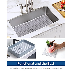 Bligli Sink Mat for Stainless Steel/Ceramic Sinks, 2 Pack 15.7x11.8 inches PVC Sink Protectors for Bottom of Kitchen Sink, Dishes and Glassware drain Mats, Durable and Fast Draining (Transparent)