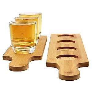 HinLot 4 Glassware Circles Wine Flights Brunch Drinks Homebrews Beer Flights Restaurants Sampling Paddles (Pack of 4)