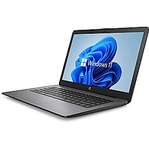 Newest HP 14" HD Laptop, Windows 11, Intel Celeron Dual-Core Processor Up to 2.60GHz, 4GB RAM, 64GB SSD, Webcam, Dale Pink(Renewed) (Dale Black)