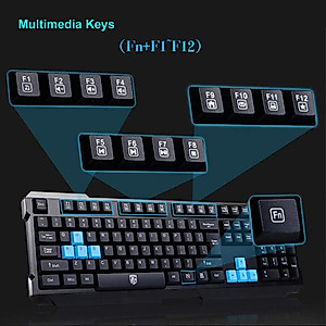 Wireless Keyboard and Mouse Combo, 2.4GHz Cordless USB Computer Keyboard Ergonomic Multimedia and Wireless Optical Mice Set for Home Office Study Gaming Use (White)