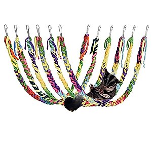 Handmade Sugar Glider Toys for Climbing/ Exercising/ Jungle Exploration, Hanging Toy Cage Accessories, Rat Toys, Bird Rope Perch Swing Toy, Random Color, 6 Pack