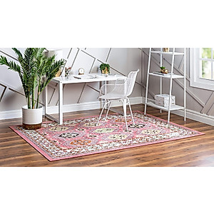 Unique Loom Aarhus Collection Area Rug - Southwestern (5' 1" x 7' 10" Rectangle, Rose/ Green)
