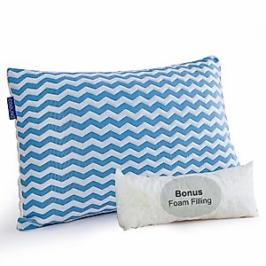 King Size Pillows - Adjustable Firm King Pillows for Back Stomach and Side Sleeper- Shredded Memory Foam Cooling Pillow for Neck and Shoulder Pain with Washable Cover and Bonus Foam Fill