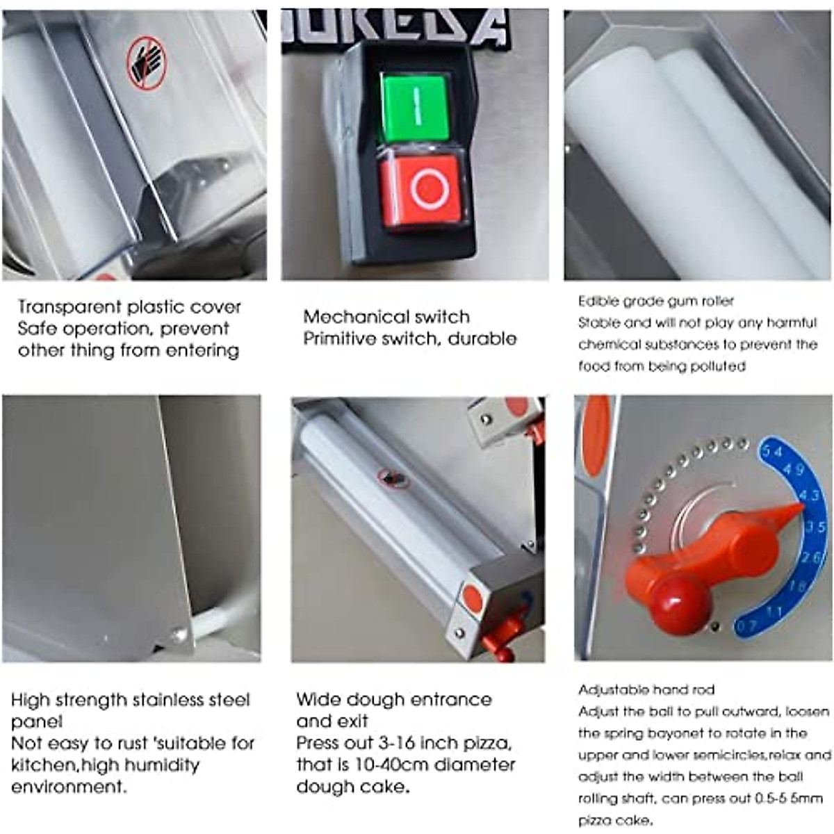 HACSYP Pizza Dough Press, Automatic Pizza Dough Roller Sheeter Maker, 370W Commercial Dough Machine, 3-15 inch Pizza, Kitchen Tools