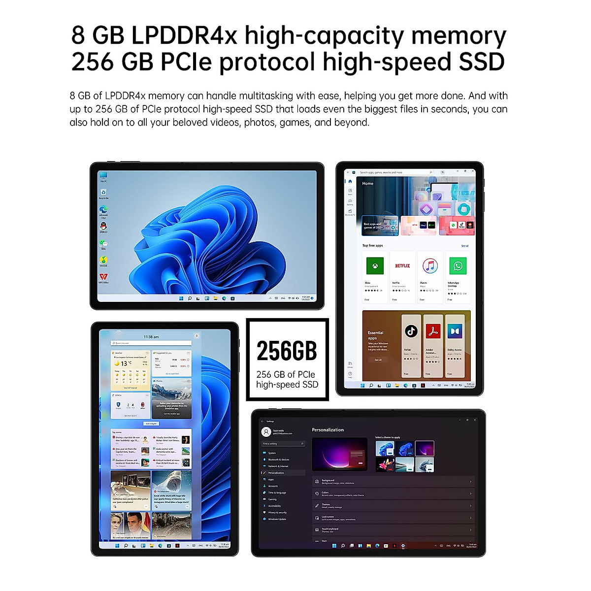 ALLDOCUBE iWORK GT Windows Tablet, Tablet Windows 11, Intel Core i3-1115G4, 8GB LPDDR4x, 256GB PCIE SSD, 11" Touchscreen Tablet PC, FHD IPS 2000×1200, WiFi 6, BT 5.1, HDMI (Windows 11 Tablet)