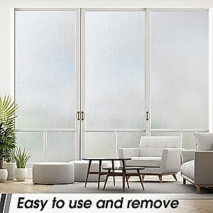 Viseeko Window Privacy Film: Frosted Glass Window Film Non-Adhesive Static Cling Window Film Sun Blocking Removable Room Decor for Bathroom Home Office (Silver, 35.4 x 77.7Inches)
