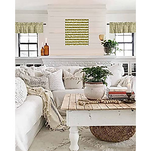 RainbowDay Valance Curtain Elegant Decorative Rod Pocket Valances White Gold Stripes Window Curtain Valance for Kitchen Bathroom Bedroom Basement Cafe,1 Panel 54x18 Inch