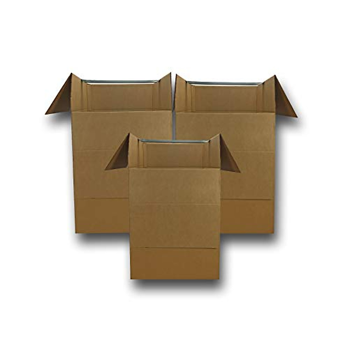 Amazon Basics Wardrobe Clothing Moving Boxes with Bar - 24" x 24" x 40", 3-Pack, Brown