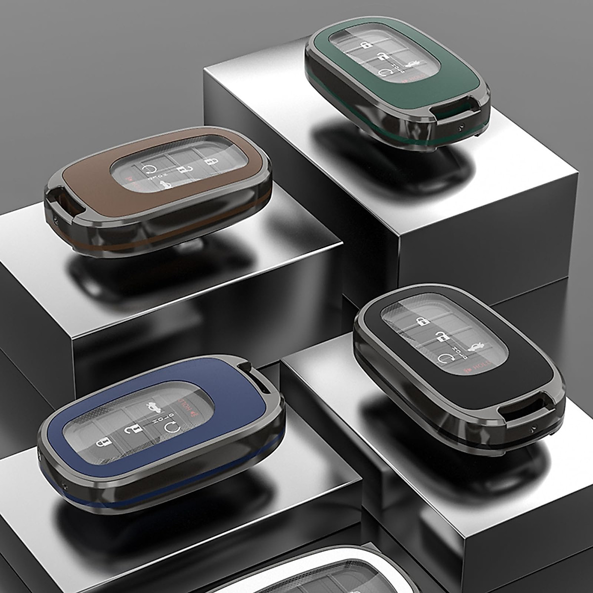 YIJINSHENG Honda Key Fob Cover with Leather Keychain, Metal Shell & Soft TPU Full Protection Key Case for Honda Accord, Civic, CR-V, HR-V, Pilot, Sport, EX, EX-L, Touring 2022-2023