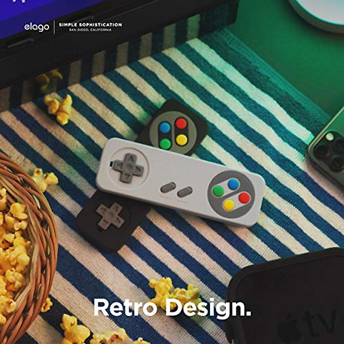 elago R4 Retro Apple TV Remote Case Compatible with Apple TV Siri Remote 1st Generation - Classic Controller Design [Non-Functional], Lanyard Included [US Patent Registered] (Light Grey)
